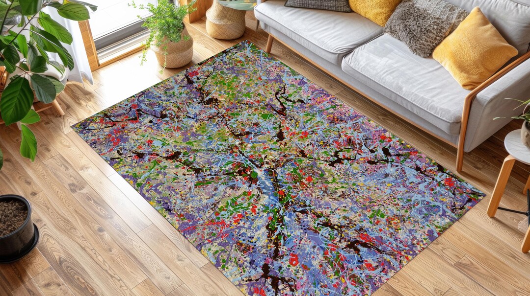 Jackson Pollock Rug: Soft Bamboo, Non-slip Abstract Art - Etsy