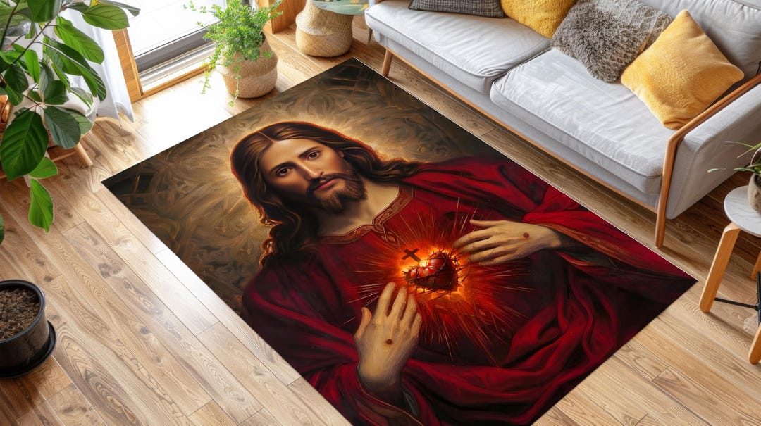 Sacred Heart of Jesus, Sacred Heart of Jesus Patterned Digital Printed ...