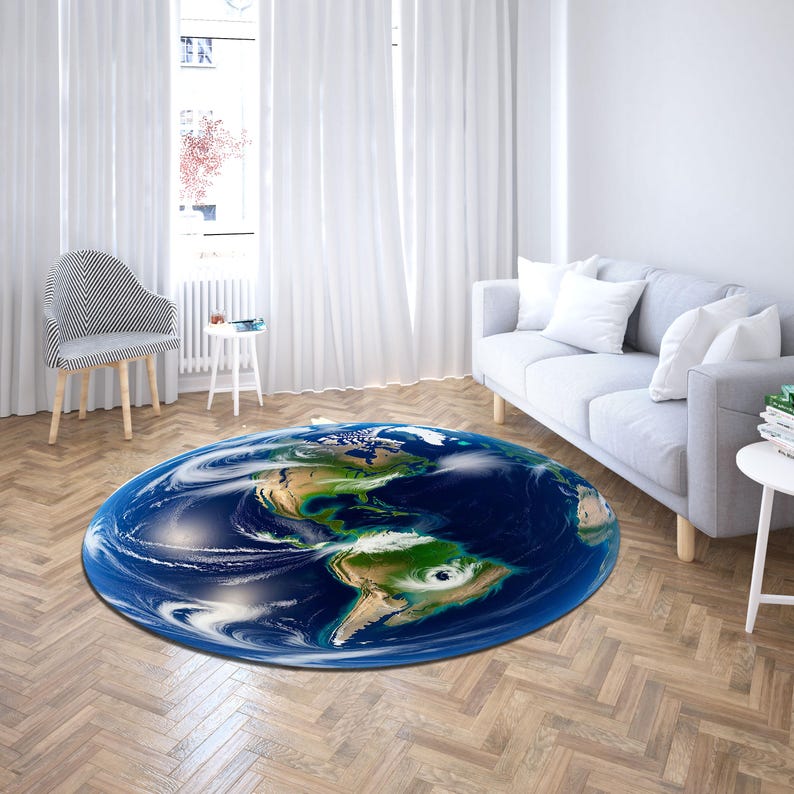 Round Earth Map Rug, NASA Satellite Image, Large World Map Decor - Etsy ...