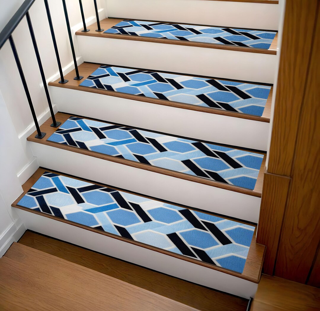 Geometric Stair Tread Rug: Non-slip Polyester, Record Pattern - Etsy