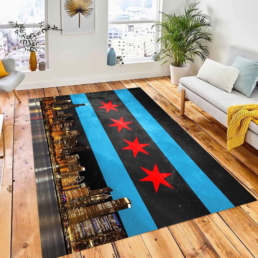 Chicago Flag Area Rugs,chicago Flag Outdoor Rugs,modern Rug,aesthetic ...