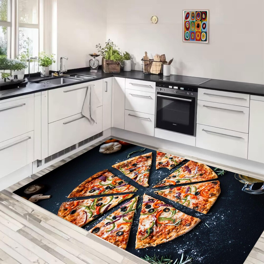 Pizza Slice Kitchen Rug: Vintage Style Non-slip Cotton Blend - Etsy