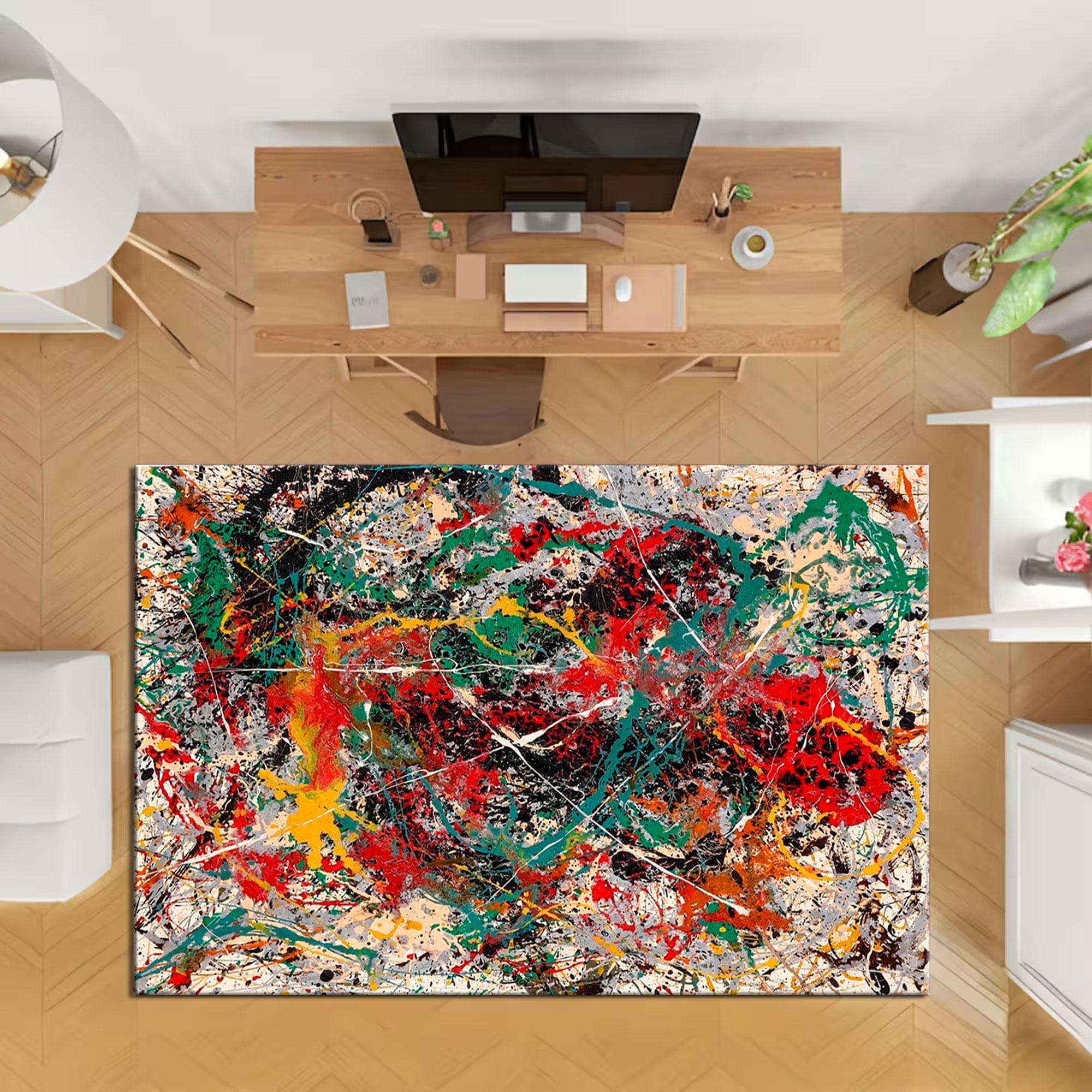 Jackson Pollock Art Bamboo Rug,modern Abstract Splatter Print,pollock ...