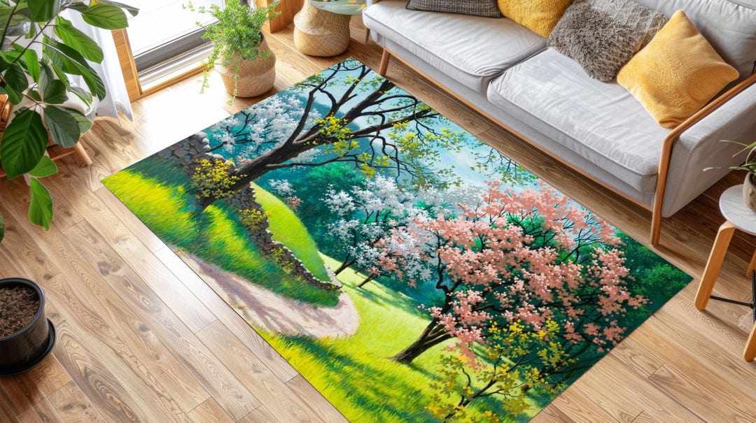 Spring Garden Path Rug: Bamboo Fiber Area Rug - Etsy
