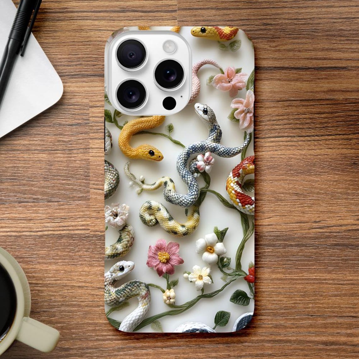 Year of the Snake 3D Effect Snakes iPhone Case | Faux Ceramic Cover for ...