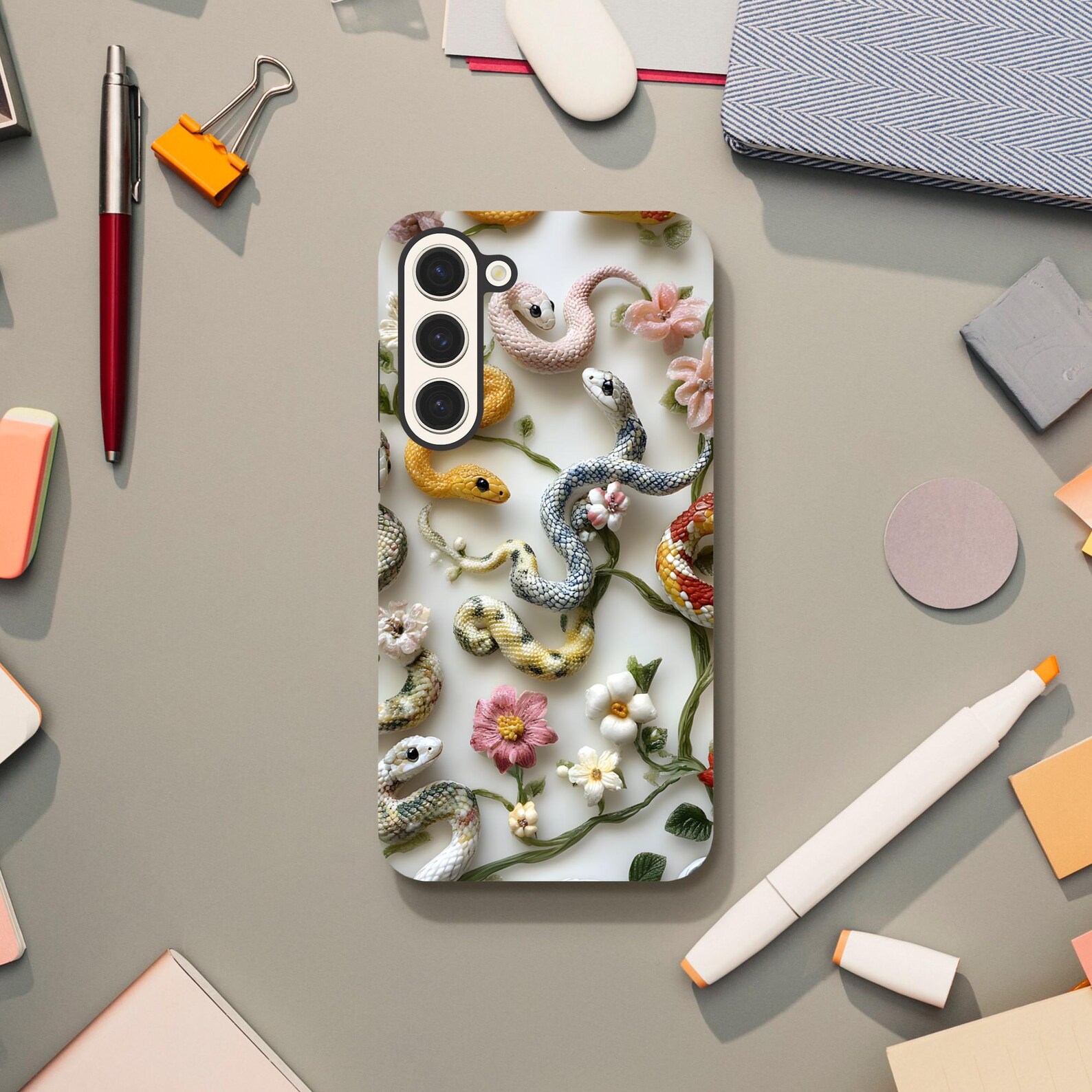 3D Snakes Samsung Phone Case - Year of the Snake Faux Ceramic Cover for ...