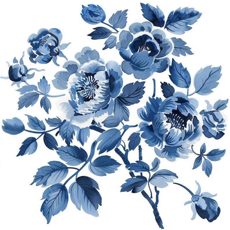 24 Beautiful Blue Floral Clipart, Blue Floral Clipart Bouquet ...