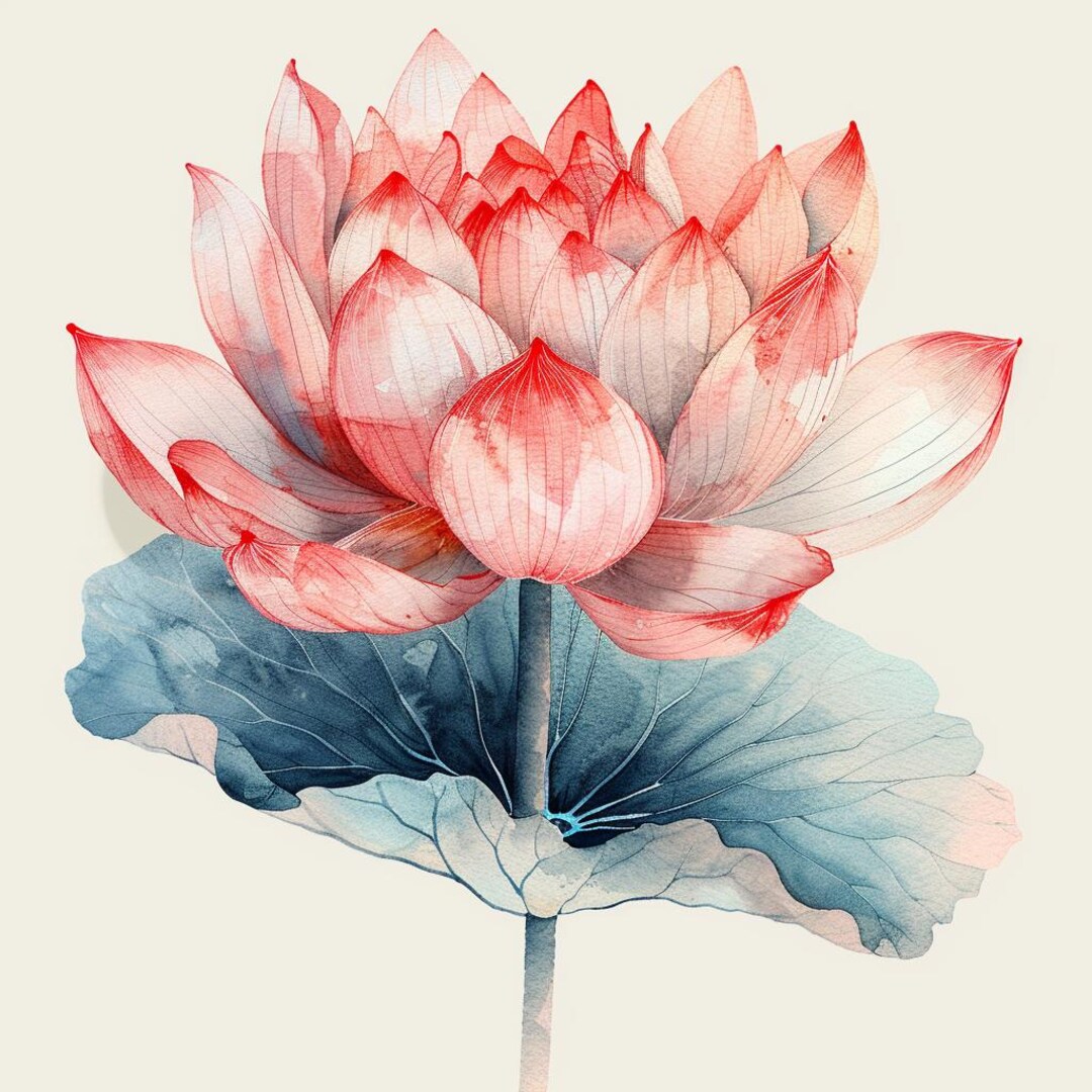 24 Pink Watercolor Lotus Flower Clipart, Floral Art Print, Botanical ...