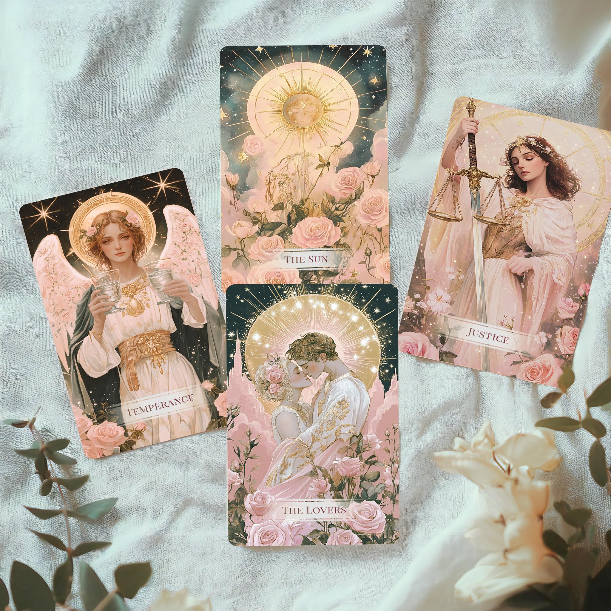 Rose Galaxy Tarot Deck, Tarot Card Deck With Guidebook, Complete Tarot ...