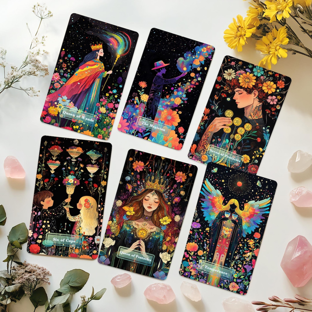 Rainbow Floromancy Tarot Deck, 78 Card Tarot Cards, Tarot Cards Deck ...