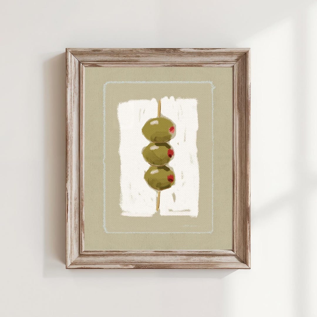Martini Olive Art Print, French Kitchen Printable, Modern Bar Cart ...