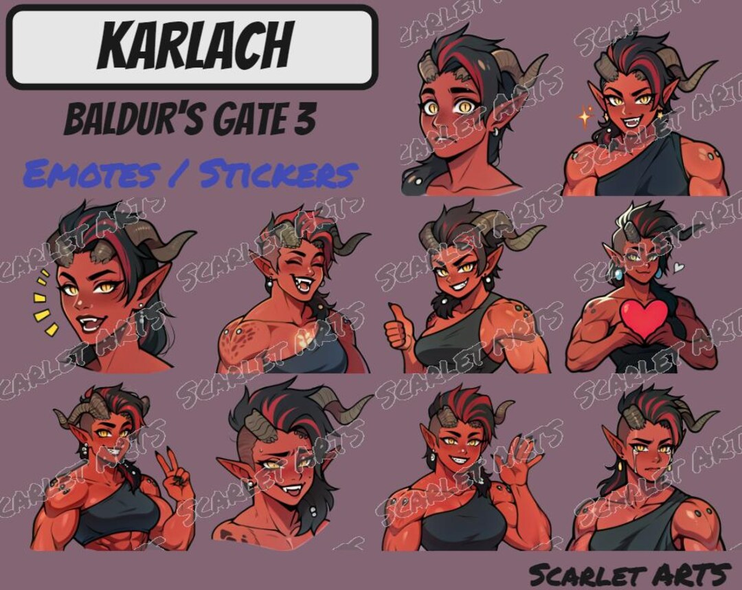 Karlach Baldur's Gate 3 Emotes / Stickers - Anime Style - Twitch ...