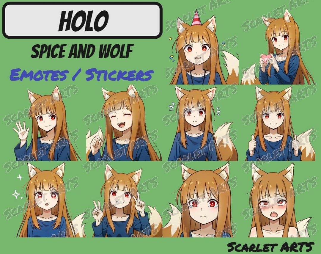 Holo Spice and Wolf Emotes / Stickers - Anime Chibi Style - Twitch ...