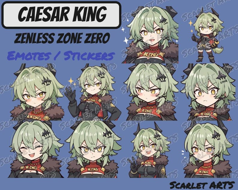 Caesar King Zenless Zone Zero Emotes / Stickers - Anime Chibi Style ...