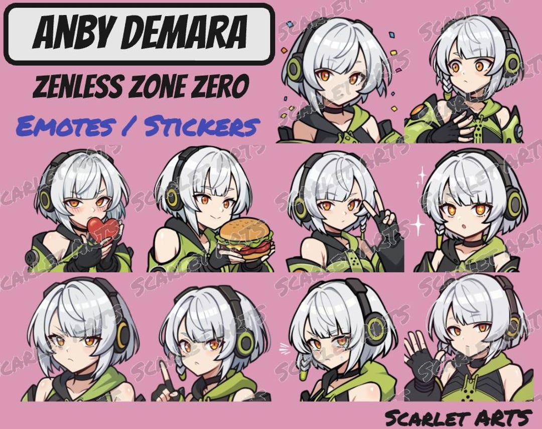 Anby Demara Zenless Zone Zero Emotes / Stickers - Anime Chibi Style ...