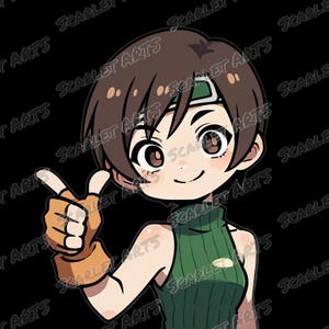 Yuffie Final Fantasy VII FF7 Emotes / Stickers - Anime Chibi Style ...