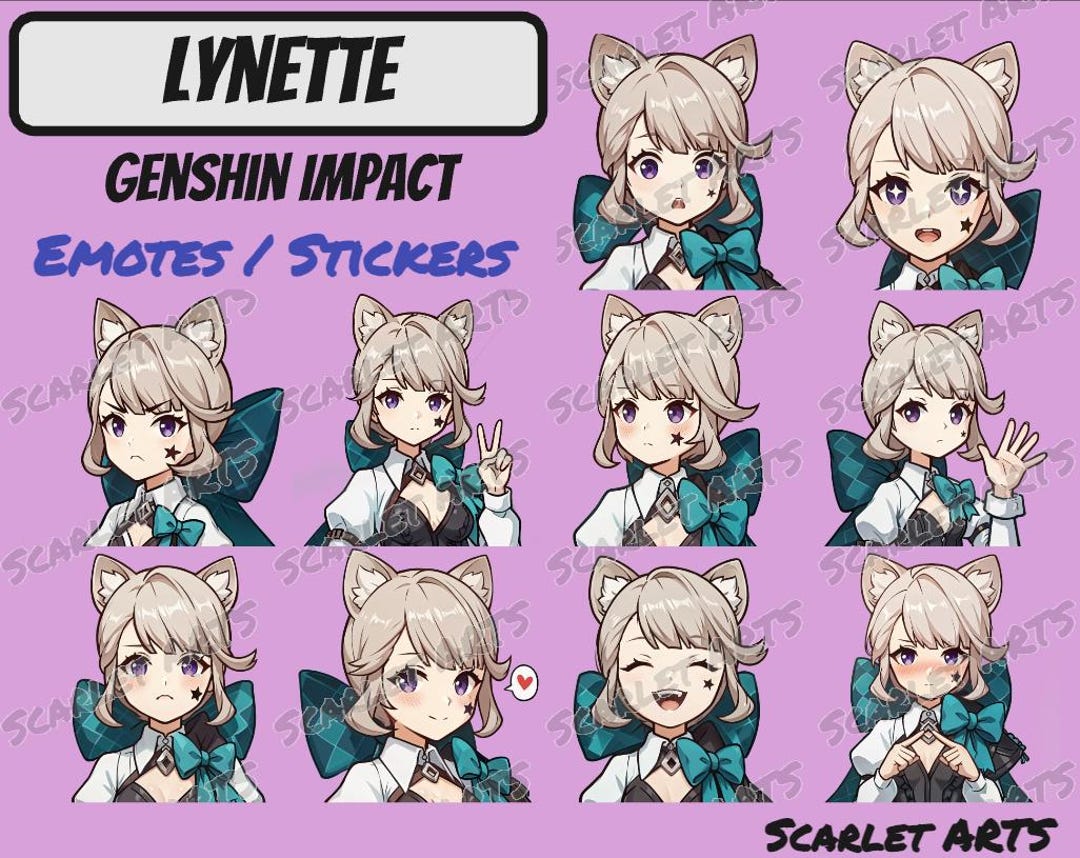 Lynette Genshin Impact Emotes / Stickers - Anime Chibi Style - Twitch ...
