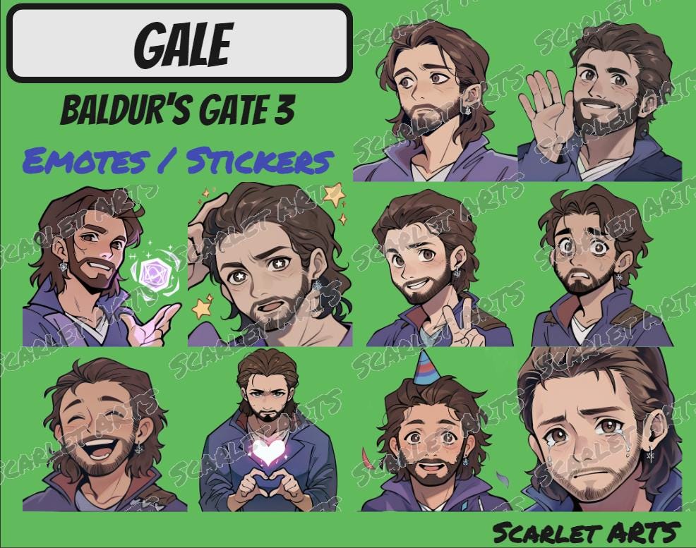 Gale Baldur's Gate 3 Emotes / Stickers - Anime Chibi Style - Twitch ...