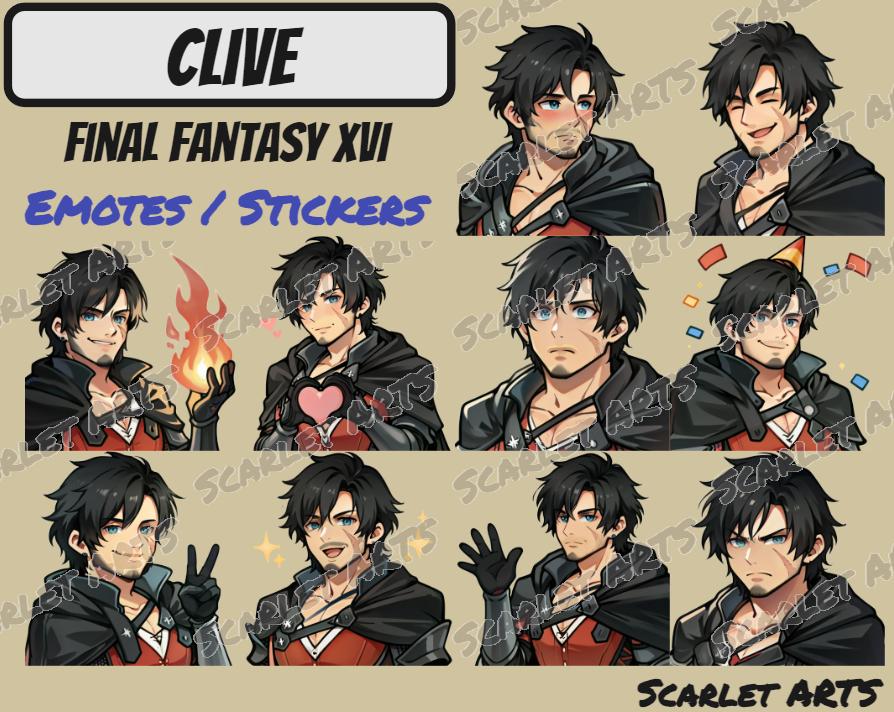 Clive Final Fantasy XVI FF16 Emotes / Stickers - Anime Chibi Style ...