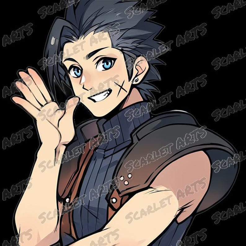 Zack Final Fantasy VII FF7 Emotes / Stickers - Anime Chibi Style ...