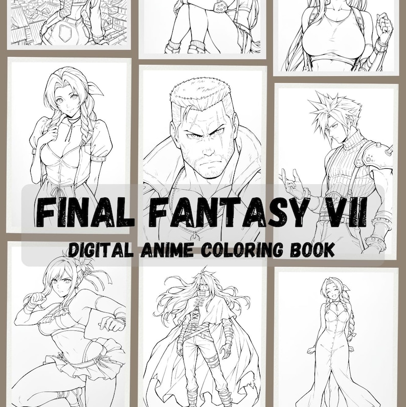 Final Fantasy VII Inspired Digital Anime Coloring Book for Teens and ...