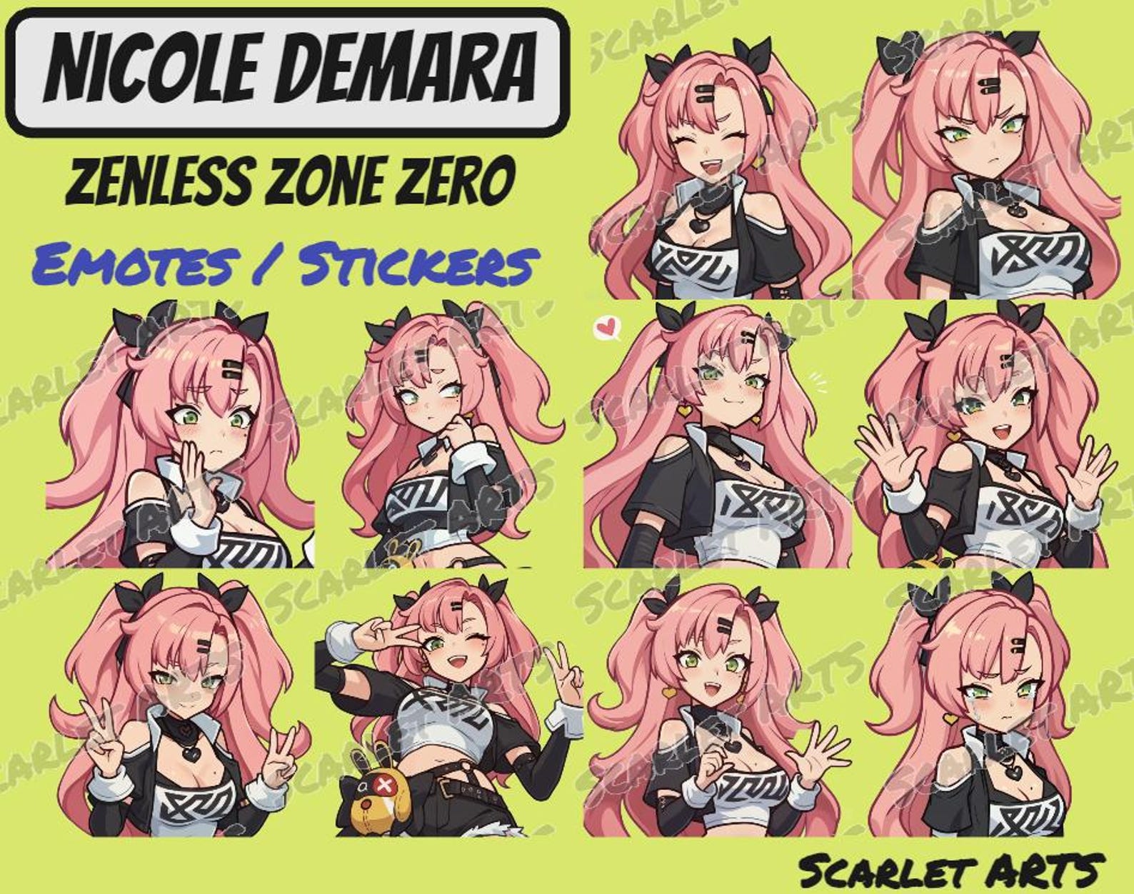 Nicole Demara Zenless Zone Zero Emotes / Stickers - Anime Chibi Style ...