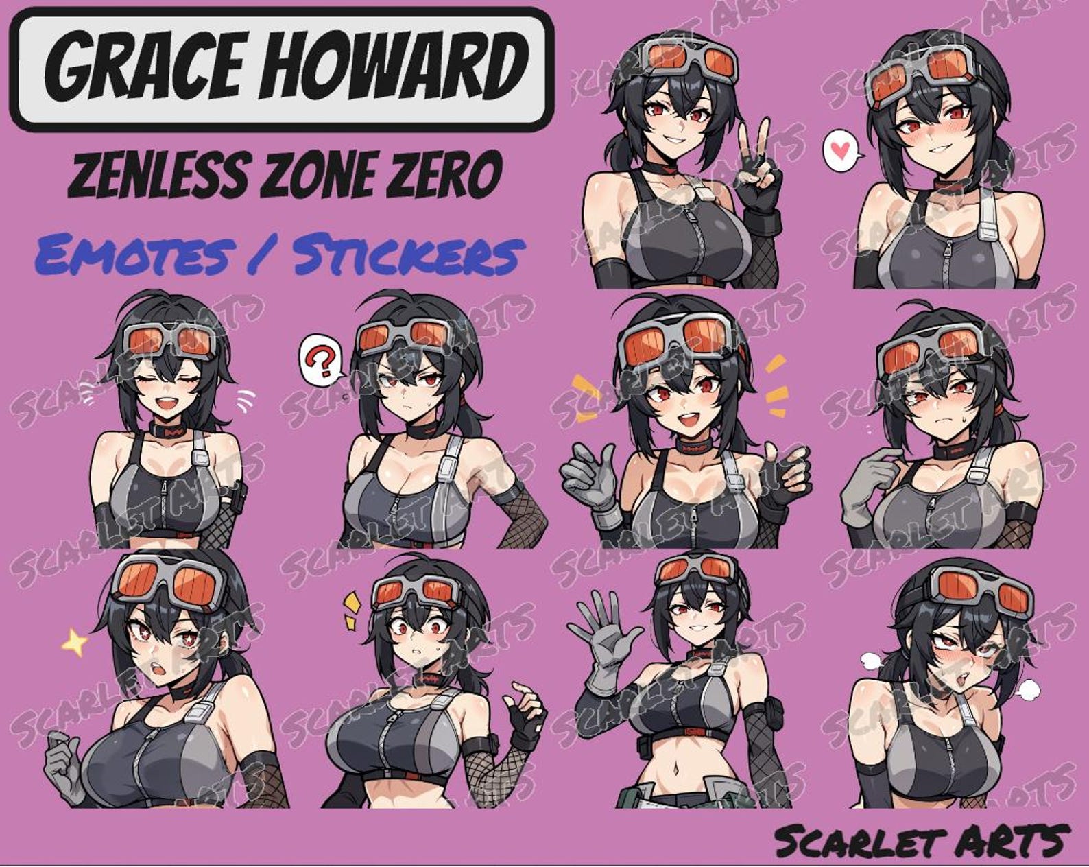 Grace Howard Zenless Zone Zero Emotes / Stickers - Anime Chibi Style ...