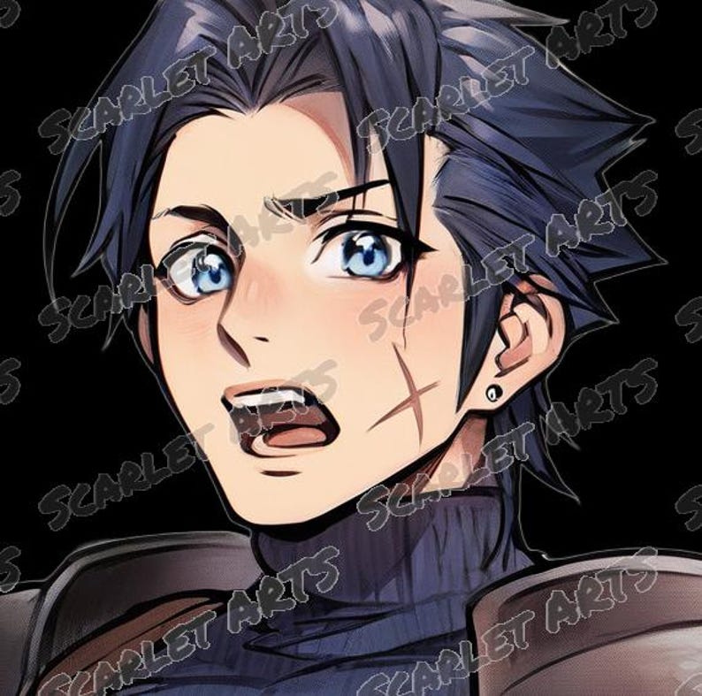 Zack Final Fantasy VII FF7 Emotes / Stickers - Anime Chibi Style ...