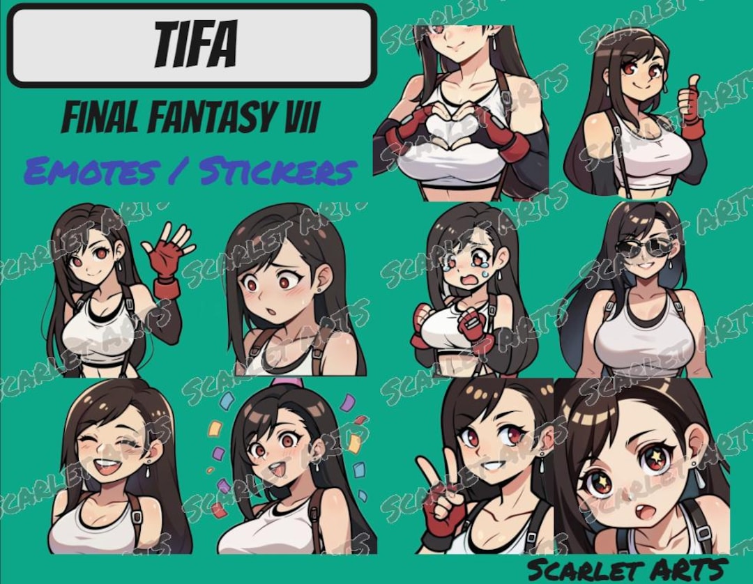 Tifa Final Fantasy VII FF7 Emotes / Stickers - Anime Chibi Style ...
