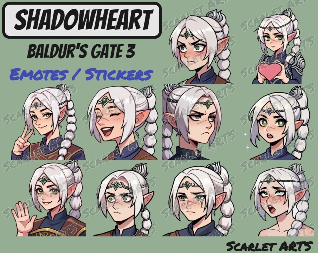 Shadowheart (selunite) Baldur's Gate 3 Emotes / Stickers - Anime Chibi ...