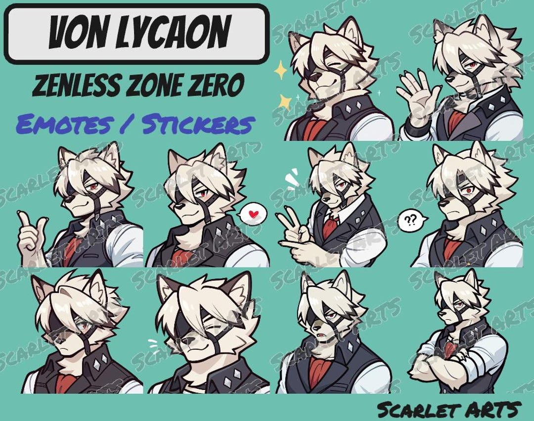 Von Lycaon Zenless Zone Zero Emotes / Stickers - Anime Chibi Style ...