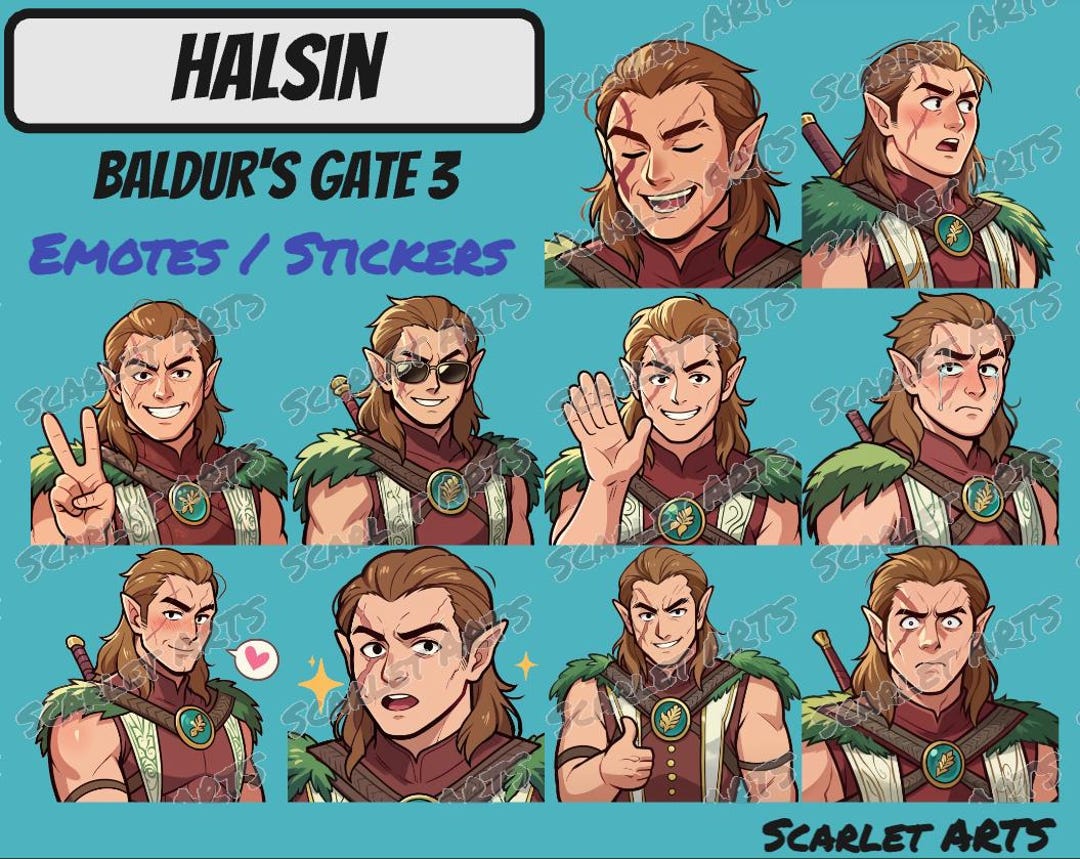 Halsin Baldurs Gate 3 Emotes / Stickers - Anime Chibi Style - Twitch ...