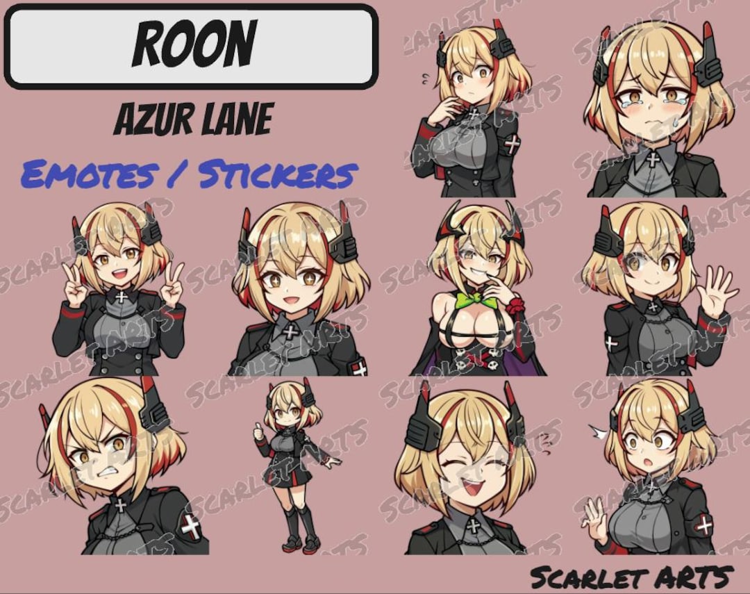 Roon Azur Lane Emotes / Stickers - Anime Chibi Style - Twitch, Youtube ...