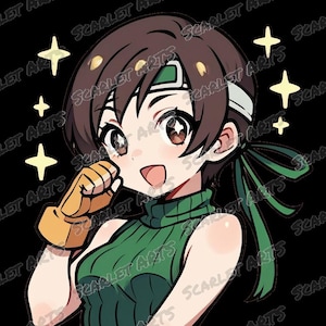 Yuffie Final Fantasy VII FF7 Emotes / Stickers - Anime Chibi Style ...