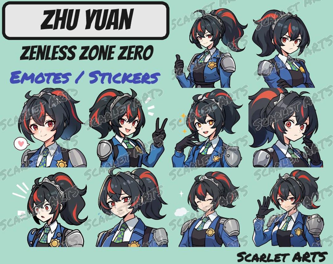 Zhu Yuan Zenless Zone Zero Emotes / Stickers - Anime Chibi Style ...