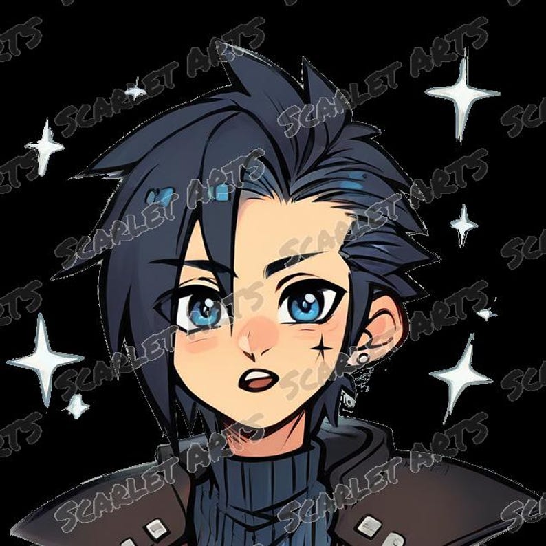 Zack Final Fantasy VII FF7 Emotes / Stickers - Anime Chibi Style ...