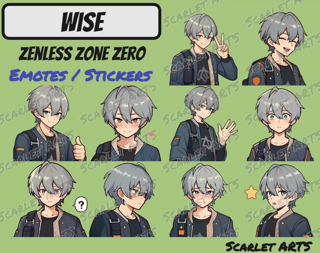 Wise Zenless Zone Zero Emotes / Stickers - Anime Chibi Style - Twitch ...