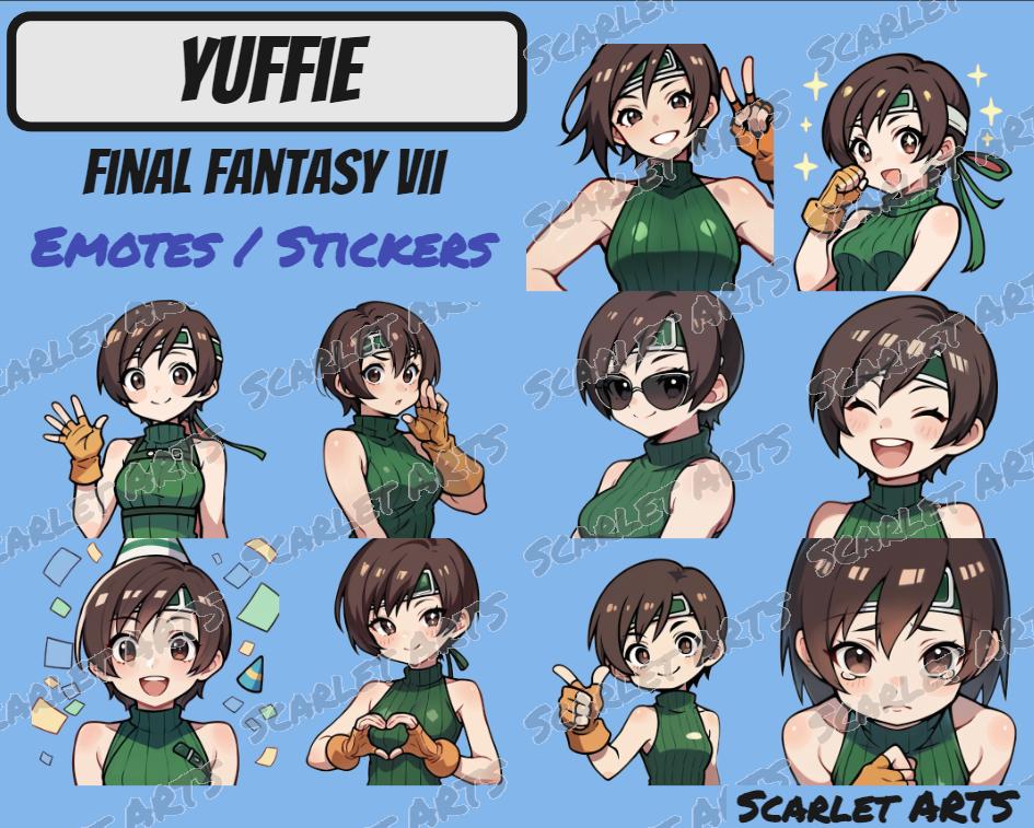 Yuffie Final Fantasy VII FF7 Emotes / Stickers - Anime Chibi Style ...