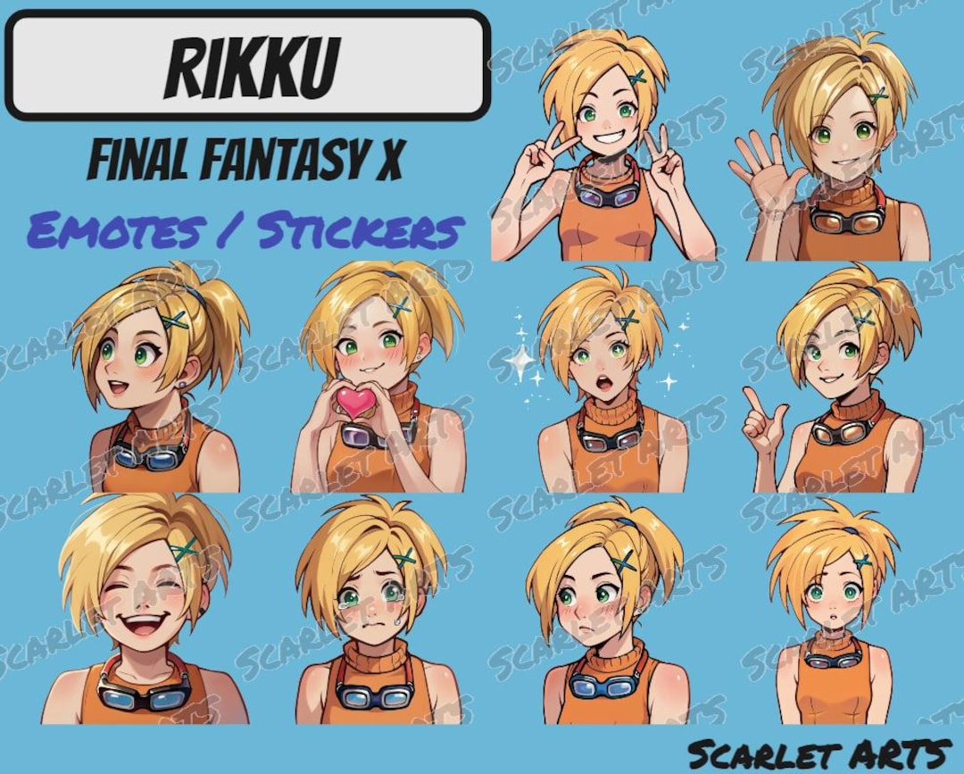 Rikku Final Fantasy X FF10 Emotes / Stickers - Anime Chibi Style ...