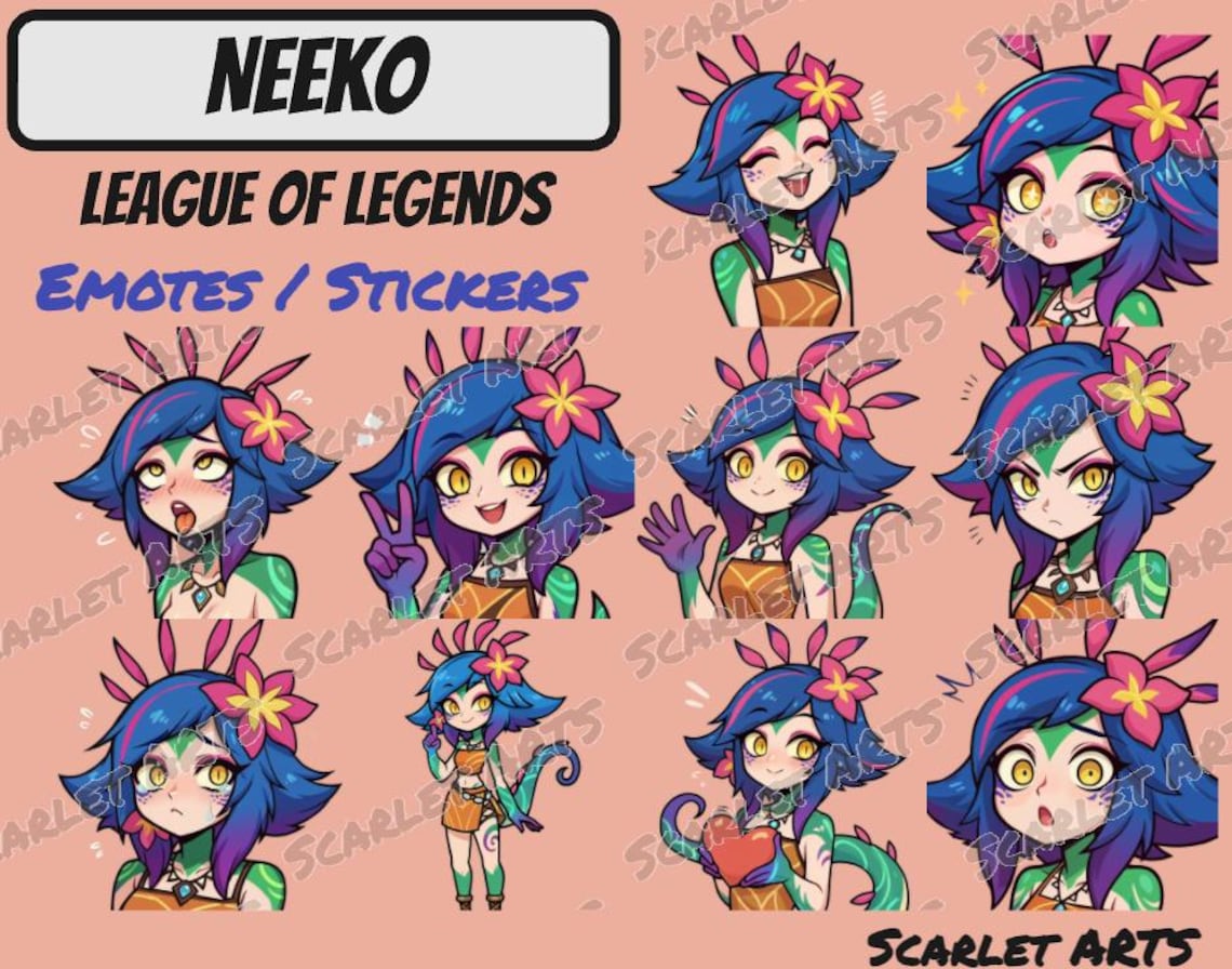 Neeko League of Legends Emotes / Stickers - Anime Chibi Style - Twitch ...