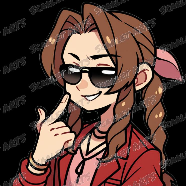 Aerith Final Fantasy VII FF7 Emotes / Stickers Anime Chibi Style Twitch ...