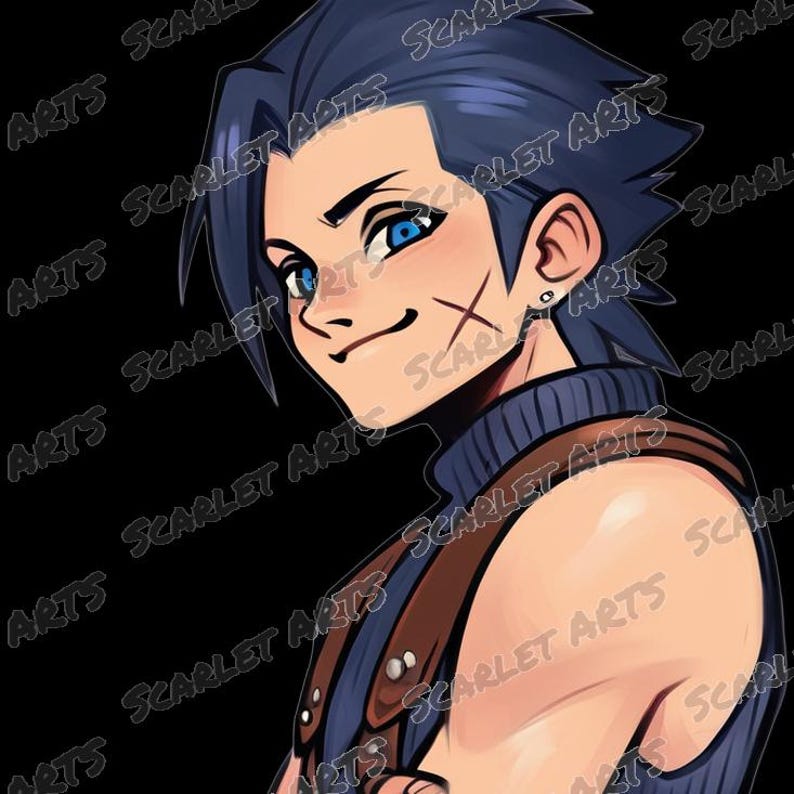 Zack Final Fantasy VII FF7 Emotes / Stickers - Anime Chibi Style ...