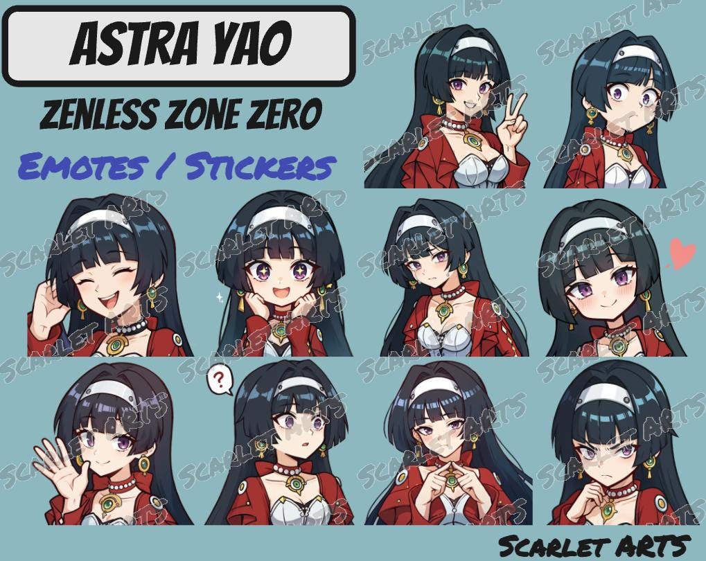 Astra Yao Zenless Zone Zero Emotes / Stickers - Anime Chibi Style ...