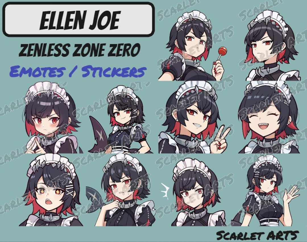 Ellen Joe Zenless Zone Zero Emotes / Stickers - Anime Chibi Style ...