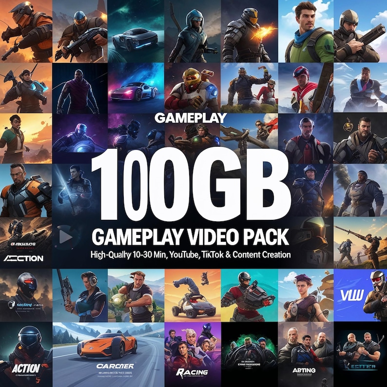 100GB Pro Gameplay Video Pack: Content Creator Clips - Etsy