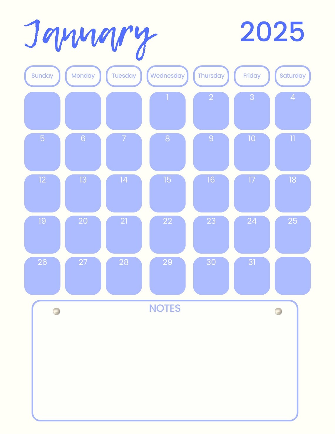 Simple Pastel Blue Planner & Calendar - Etsy