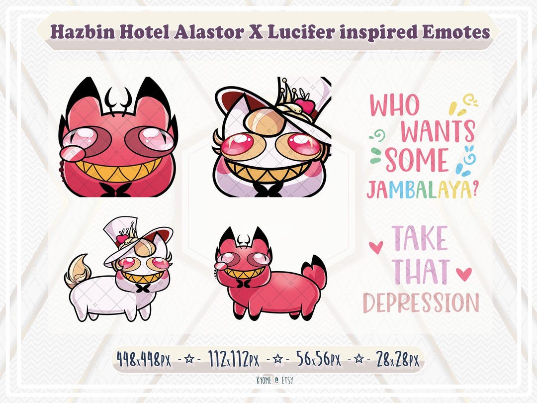6 Hazbin Hotel Lucifer X Alastor Inspired Emotes for Twitch / Discord ...