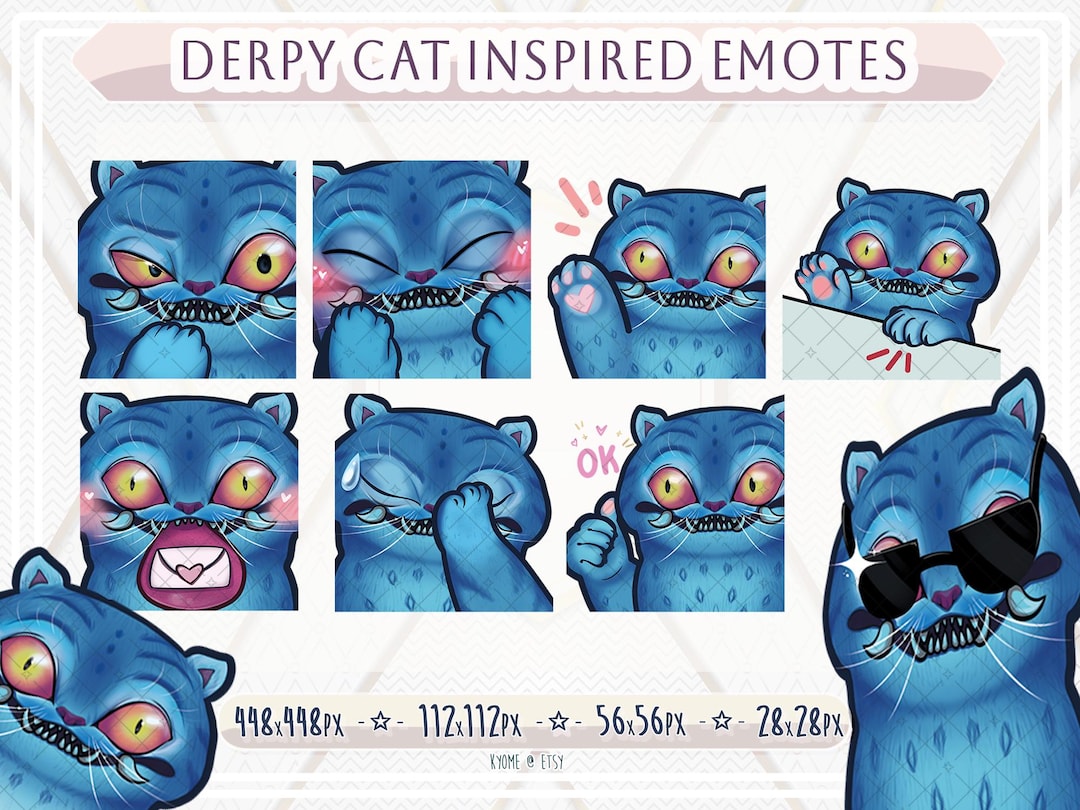 9 (incl. 8 Animated) Derpy Cat / Tiger Inspired Emotes for Twitch ...