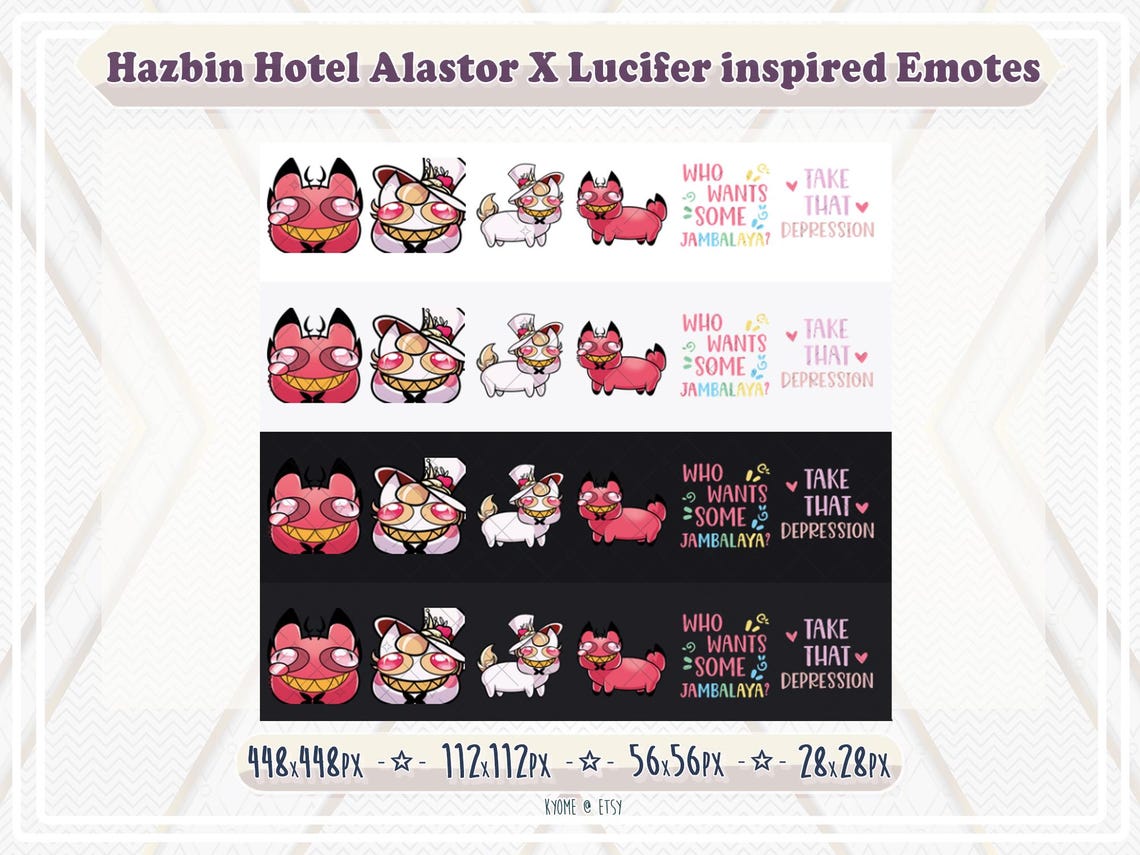 6 Hazbin Hotel Lucifer X Alastor Inspired Emotes for Twitch / Discord ...