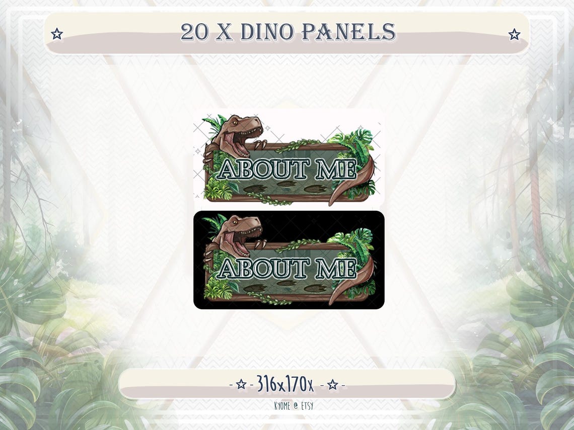20 Dino Panels / Banners for Twitch / Discord (cute, Meme, Gift, Forest ...